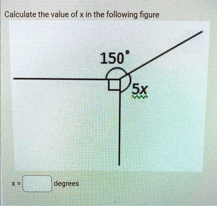 SOLVED: Calculate the following figure Calculate the value of x in the following figure 150' X ...