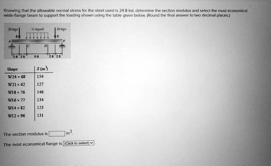 knowing that the allowable normal stress for the steel used is 248 ...