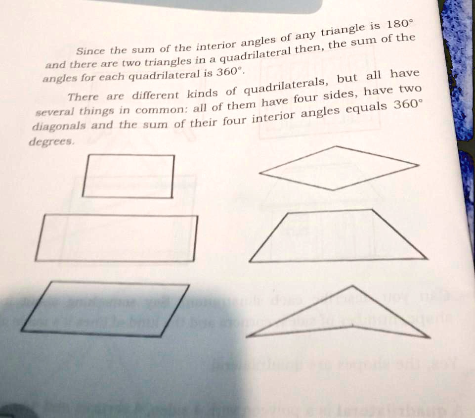 Since the sum of the interior angles of any triangle is 180° and there ...