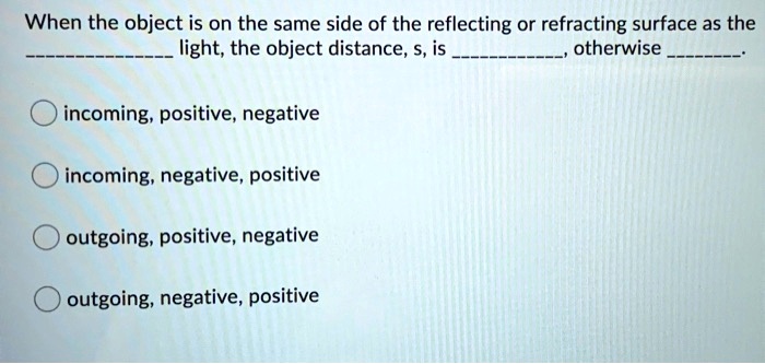 SOLVED: When the object is on the same side of the reflecting or ...