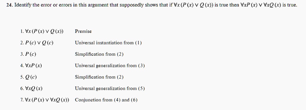 24 identify the error or errors in this argument that supposedly shows ...