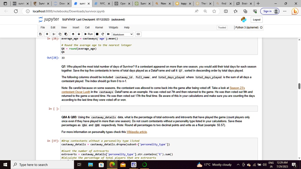 SOLVED: Texts: Kindly do question 7. D2L survey X Survey X Down X ...