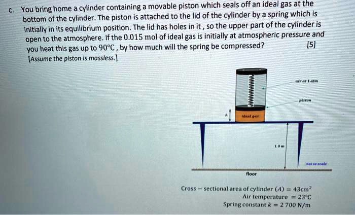 SOLVED: You bring home a cylinder containing a movable piston which ...