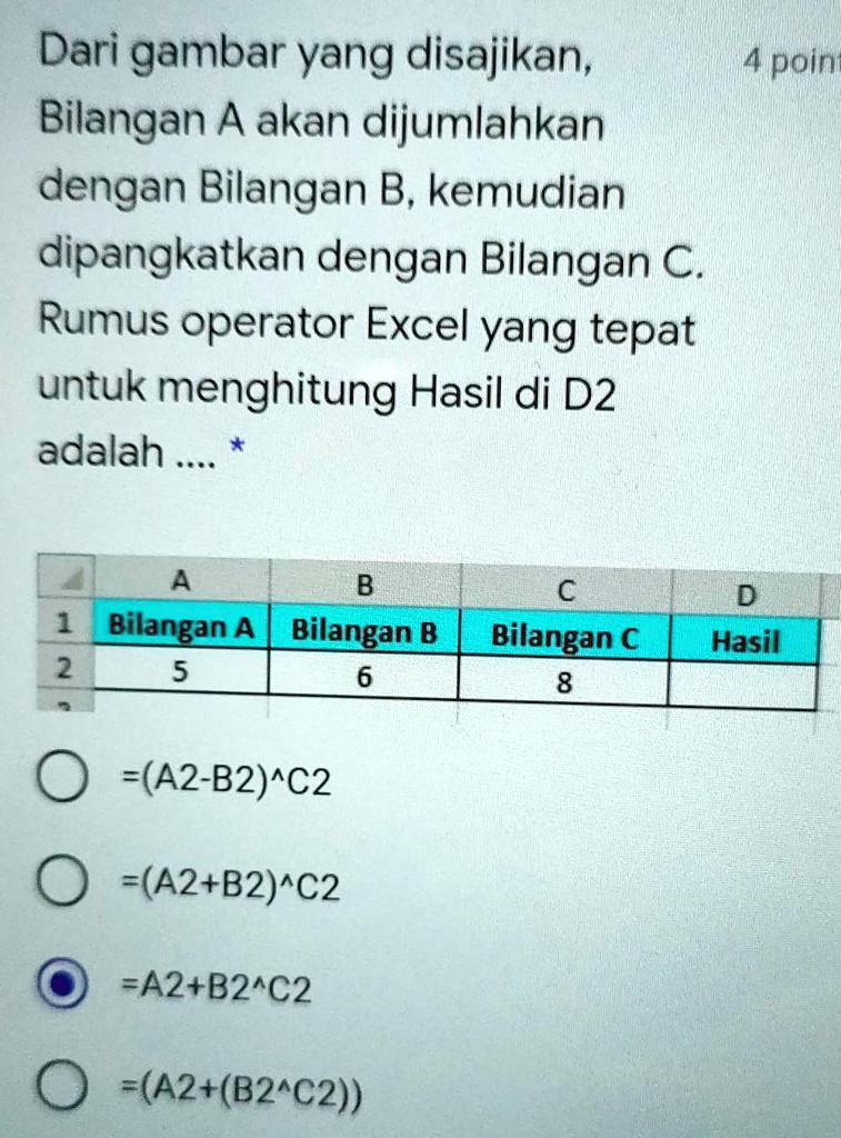 SOLVED: Dari gambar yang disajikan, Bilangan A akan dijumlahkan dengan ...