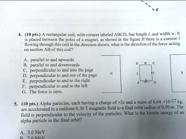 SOLVED: (I0 pts:) A rectangular coil, with corners labeled ABCD, has length and width w is ...