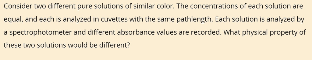 Consider two different pure solutions of similar color. The ...
