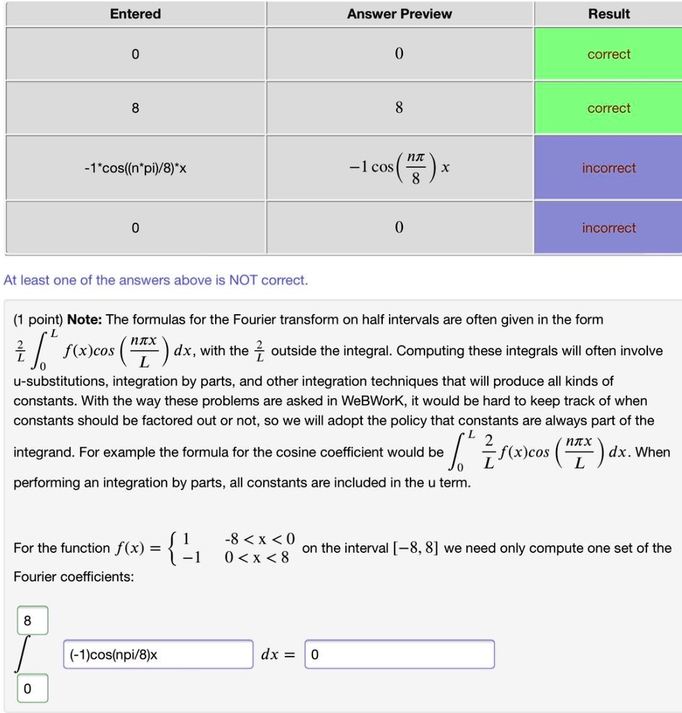 SOLVED: -1*cos((n*pi)/8)*x I*cos(nt/8) At least one of the answers above is NOT correct. (Note ...