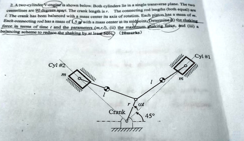 SOLVED: A two-cylinder V engine is shown below. Both cylinders lie in a ...