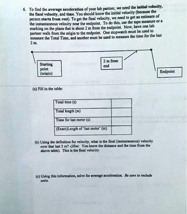 SOLVED: To find the average acceleration of your lab partner, we need ...