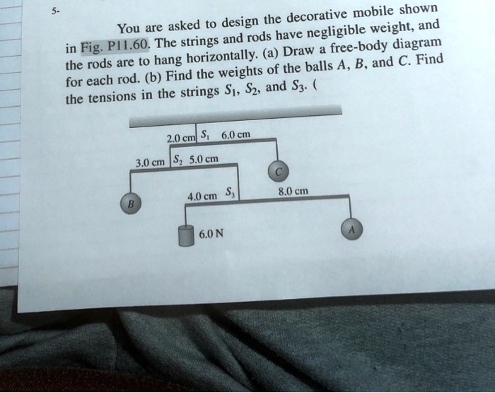 decorative mobile shown you are asked to design the negligible weight ...