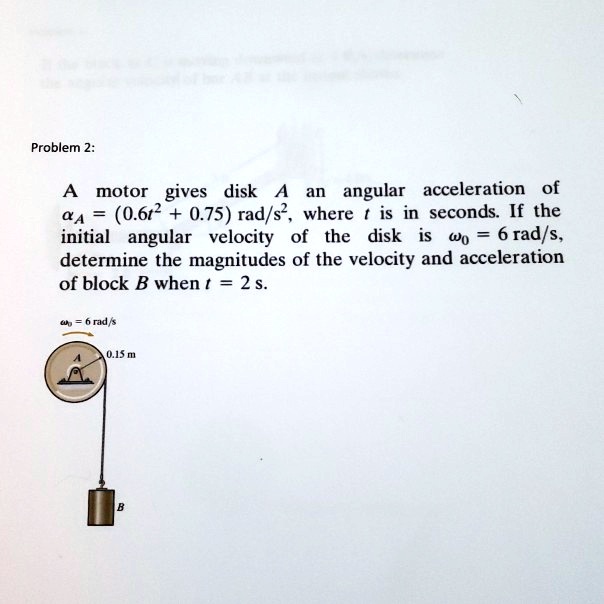 Solved A Motor Gives Disk A An Angular Acceleration Of A 06t 075 Rads2 Where T Is In 2714