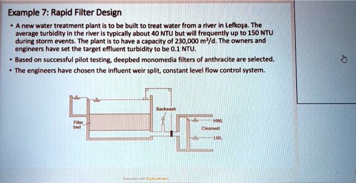 Example 7: Rapid Filter Design A new water treatment plant is to be ...