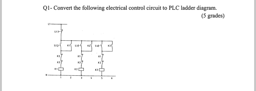 Q1- Convert the following electrical control circuit to PLC ladder ... Q1- Convert the following electrical control circuit to PLC ladder ...