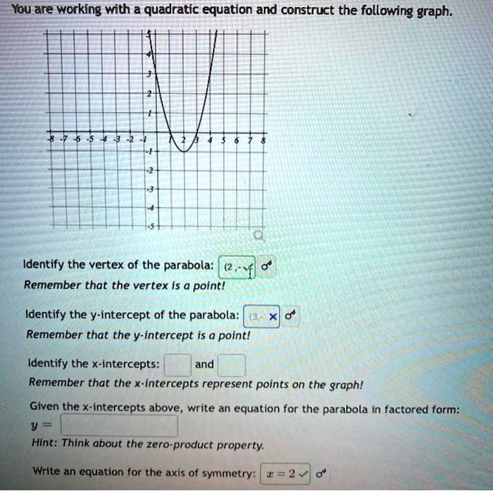 Solved You Are Working With A Quadratic Equation And Construct The