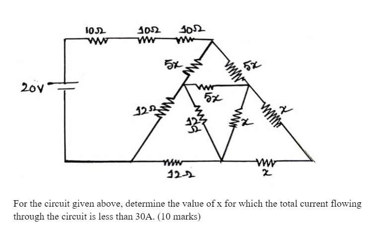 SOLVED: For the circuit given above, determine the value of x for which the total current ...