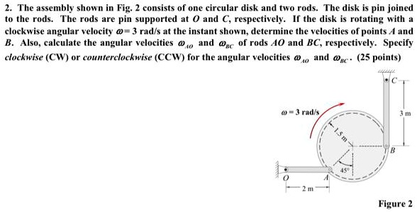 SOLVED: The assembly shown in Fig. consists of one circular disk and two rods. The disk is pin ...