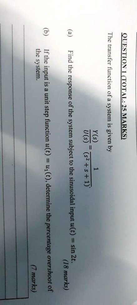 Solved The System The Transfer Function Of A System Is Given By