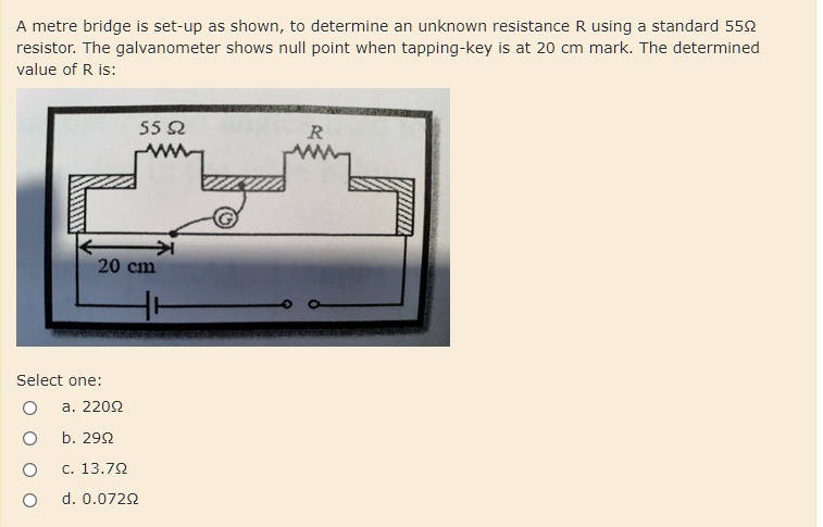 SOLVED: A metre bridge is set up as shown to determine an unknown ...
