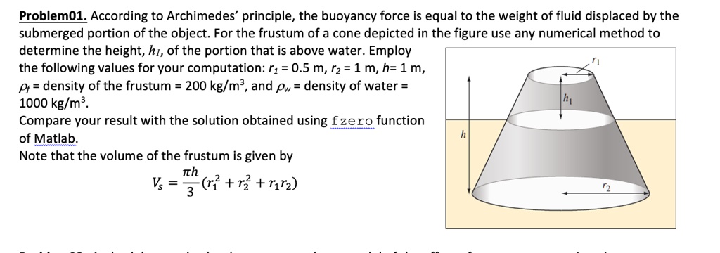 Problem01. According to Archimedes' principle, the buoyancy force is ...