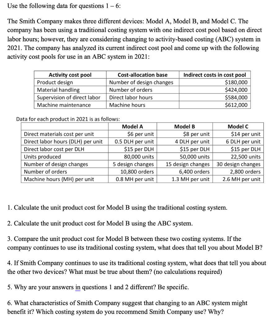 SOLVED: The Smith Company makes three different devices: Model A, Model ...