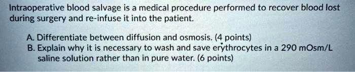 intraoperative blood salvage is a medical procedure performed to ...