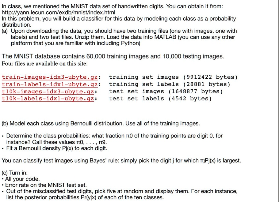 Solved Matlab Coding For Mnist Data Set Please Help In Class We Mentioned The Mnist Data Set