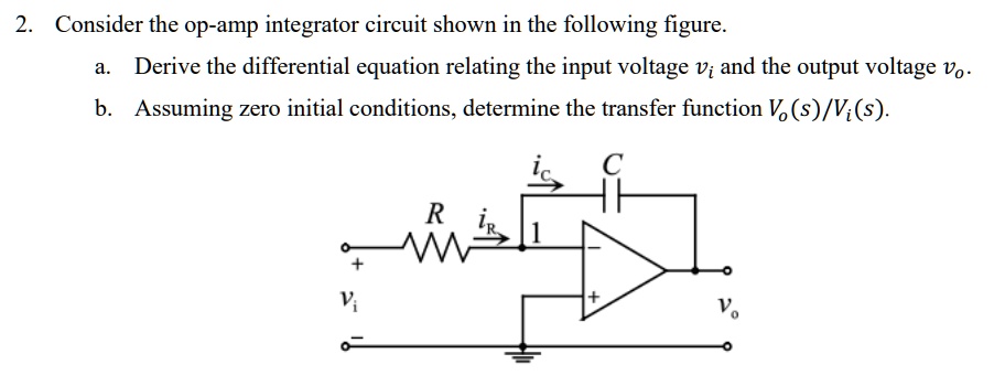 2. Consider the op-amp integrator circuit shown in the following figure. a. Derive the ...