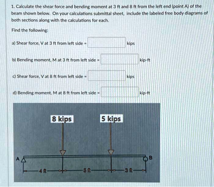 1. Calculate the shear force and bending moment at 3 ft and 8 ft from ...