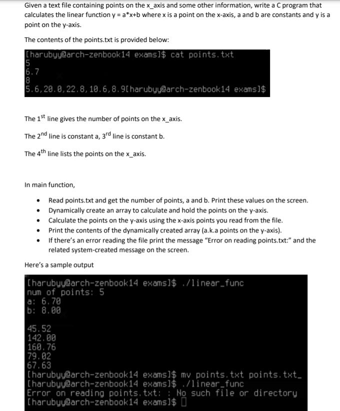 Given Text File Containing Points On The Axis And Some Other Information Write Cprogram That