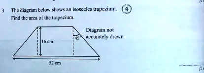 SOLVED: The diagram below shows Joseph's trapezium. Find the area of the trapezium. Diagram ...
