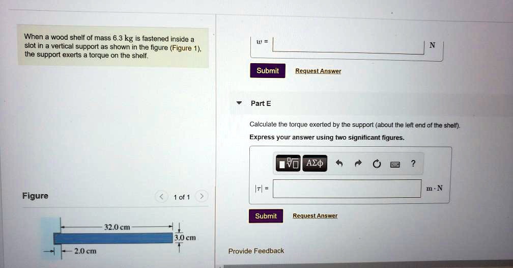 SOLVED: When a wood shelf of mass 6.,3 kg IS fastened inside slot in a ...
