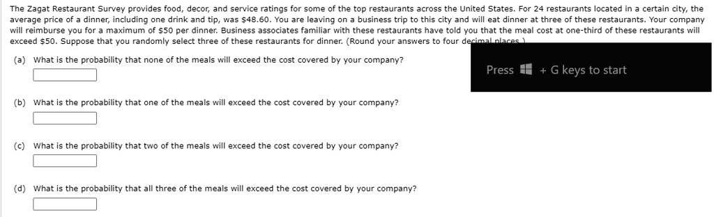 the zagat restaurant survey provides food decor and service ratings for ...