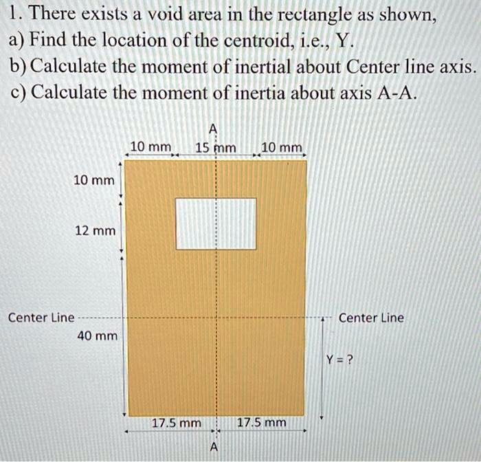 SOLVED: L There exists void area in the reclangle as shown, a) Find the ...