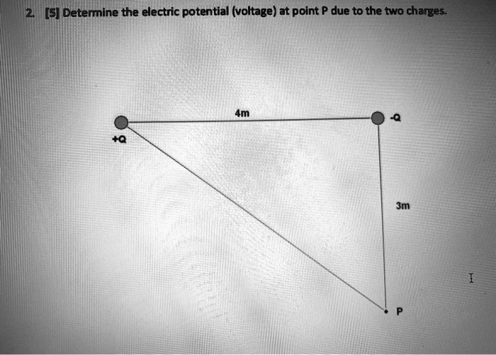 SOLVED: Determine the electric potential (voltage) at point P due to ...