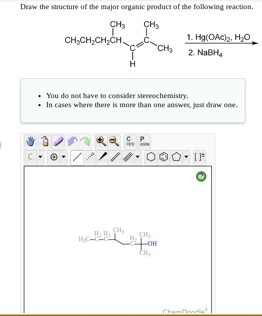 Solved Draw The Structure Of The Major Organic Product Of The Following Reaction Ch3 Ch
