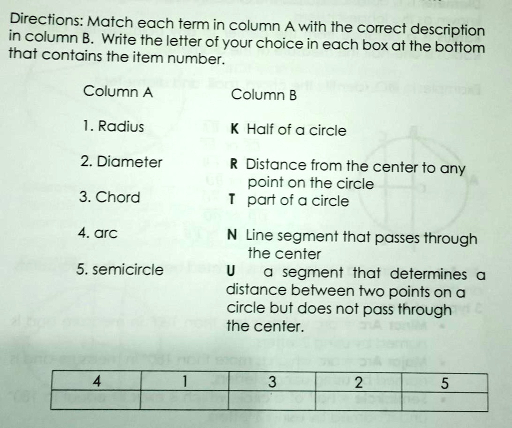 Directions: Match each term in column A with the correct description in column B. Write the ...