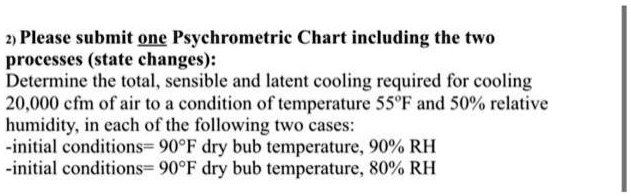 SOLVED: Please submit one Psychrometric Chart including the two processes (state changes ...