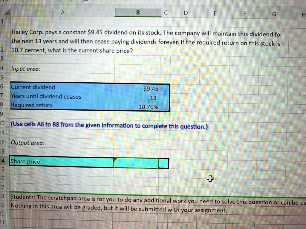 Hailey Corp. pays a constant 9.45 dividend on its stock. The company ...
