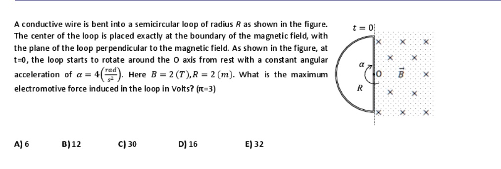 SOLVED: A conductive wire is bent into a semicircular loop of radius R as shown in the figure ...