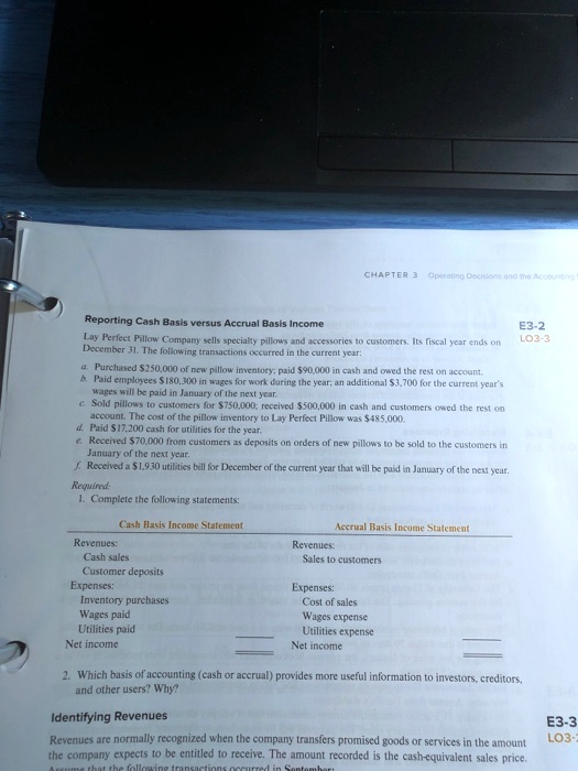 chapter 3 reporting cash basis versus accrual basis income december 31 the following ...