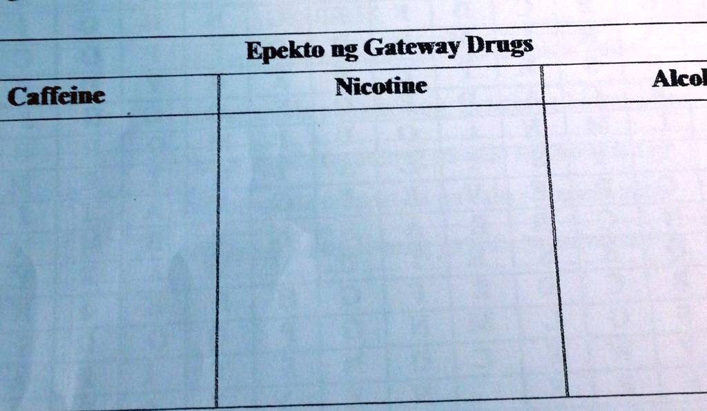 SOLVED: magtala sa kolum ng mga epekto ng hatid ng gateway drugs sa ...
