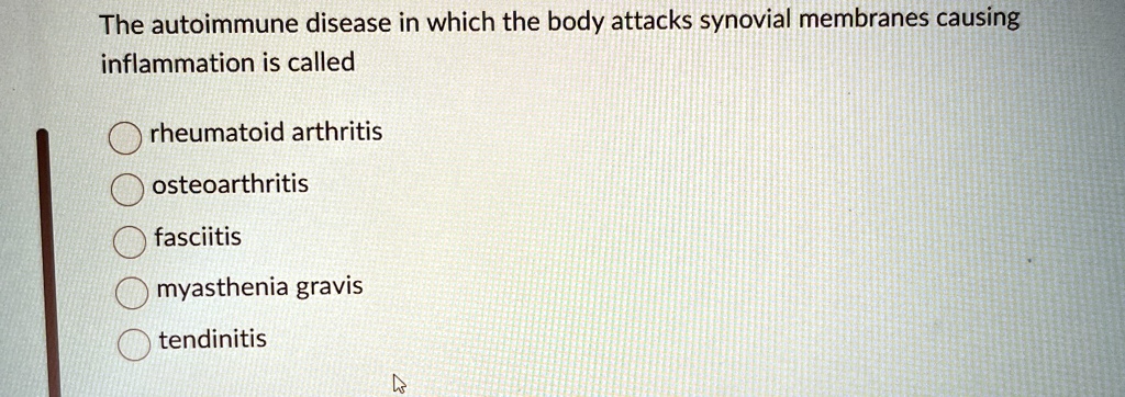 the autoimmune disease in which the body attacks synovial membranes ...