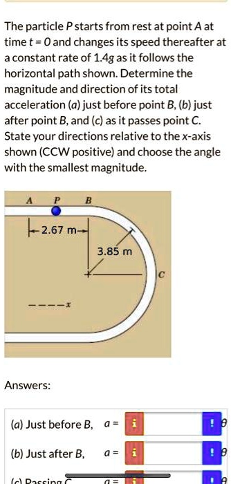 the particle p starts from rest at point aat time t 0and changes its speed thereafter at ...