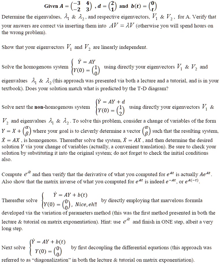 Solved Ordinary Differential Equations Problem Given A C D 2 0