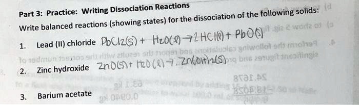 Solved Part 3 Practice Writing Dissociation Reactions Of The