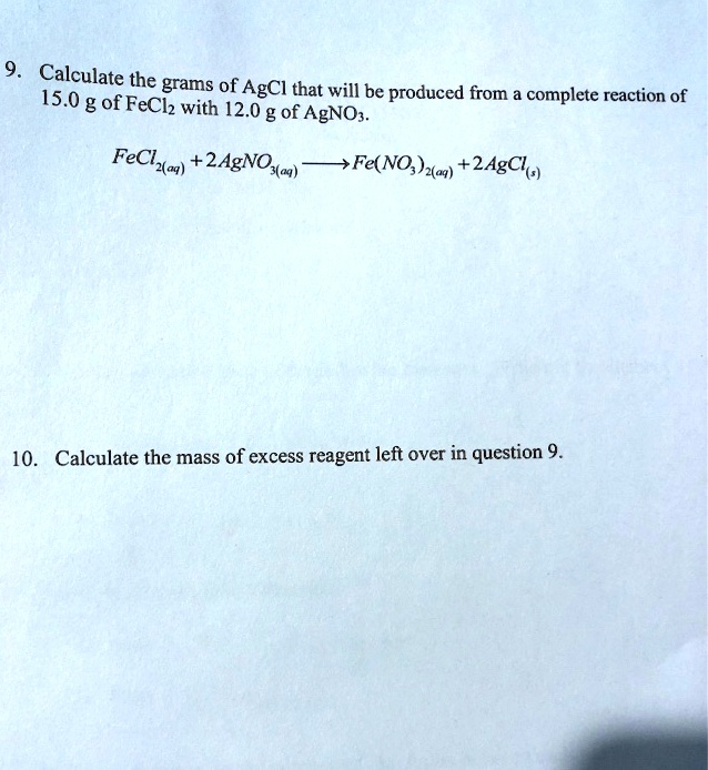 sslculate te grams of agcl that will be produced from a complete ...