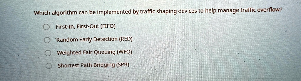 which algorithm can be implemented by traffic shaping devices to help ...