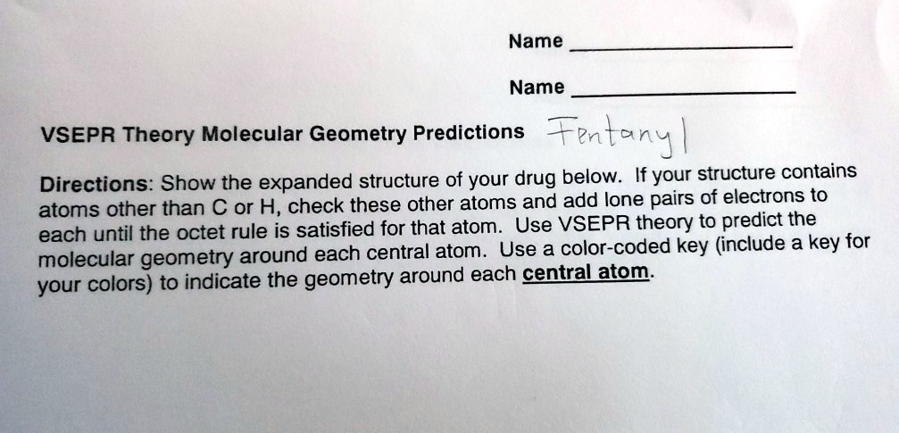 SOLVED: Name Name VSEPR Theory Molecular Geometry Predictions Frntony ...