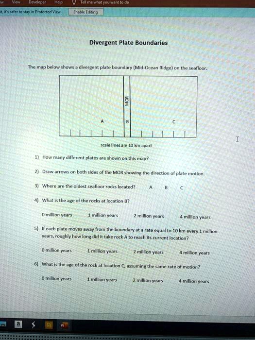 SOLVED: Enable Editing Divergent Plate Boundaries The map below shows a ...
