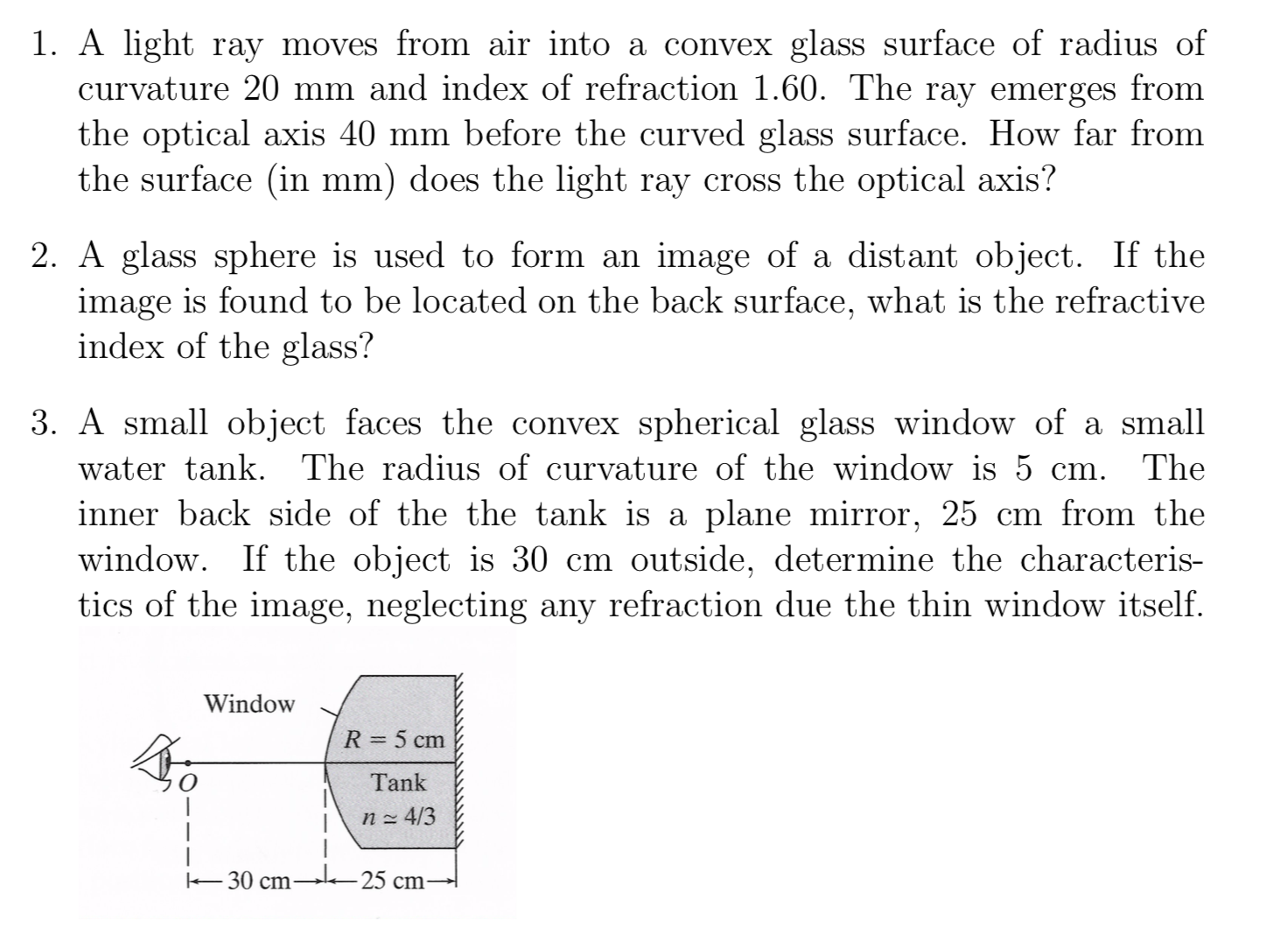 1 a light ray moves from air into a convex glass surface of radius of ...